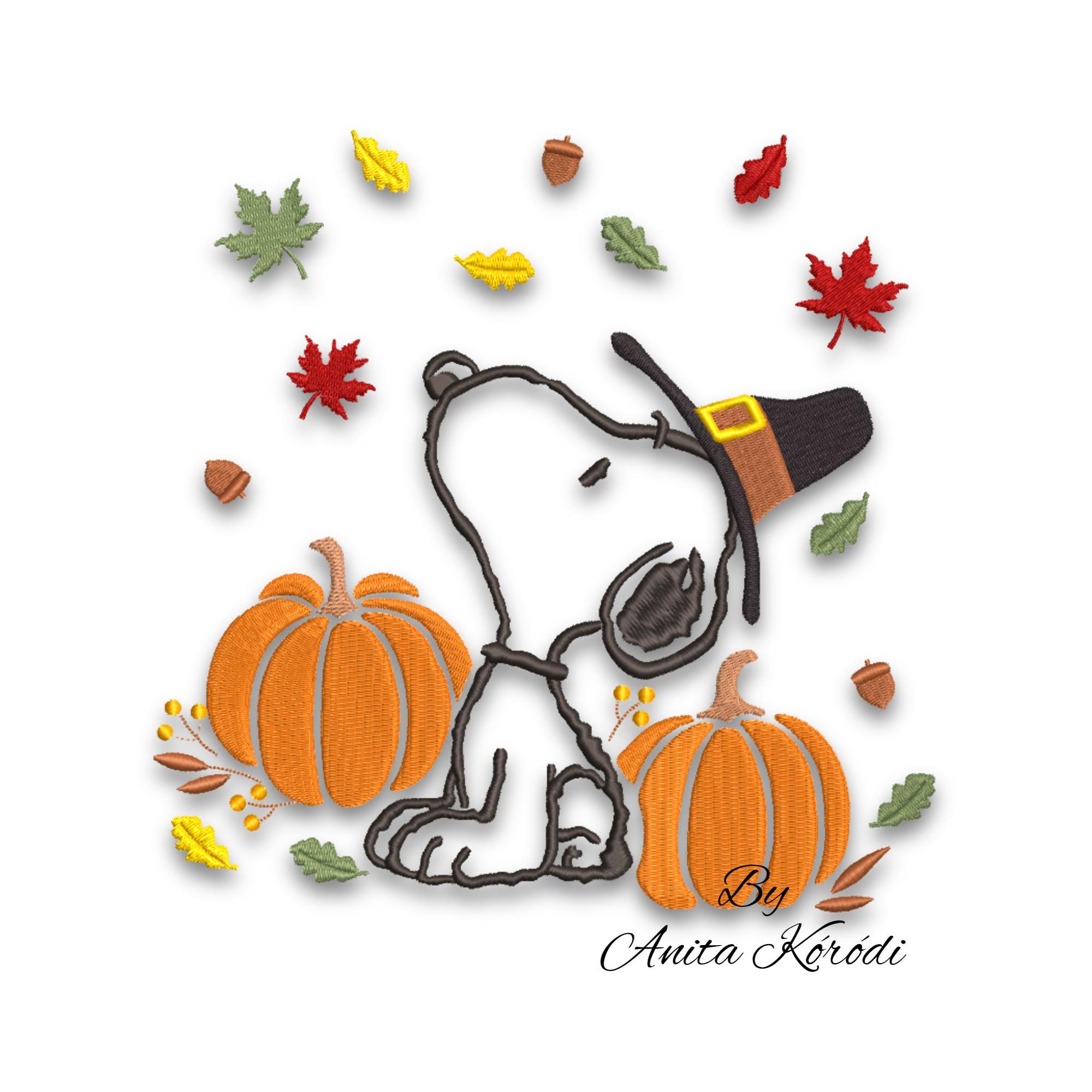 Snoopy autumn fill and outline design - Anita Kóródi - SvgEmbroideryDesign