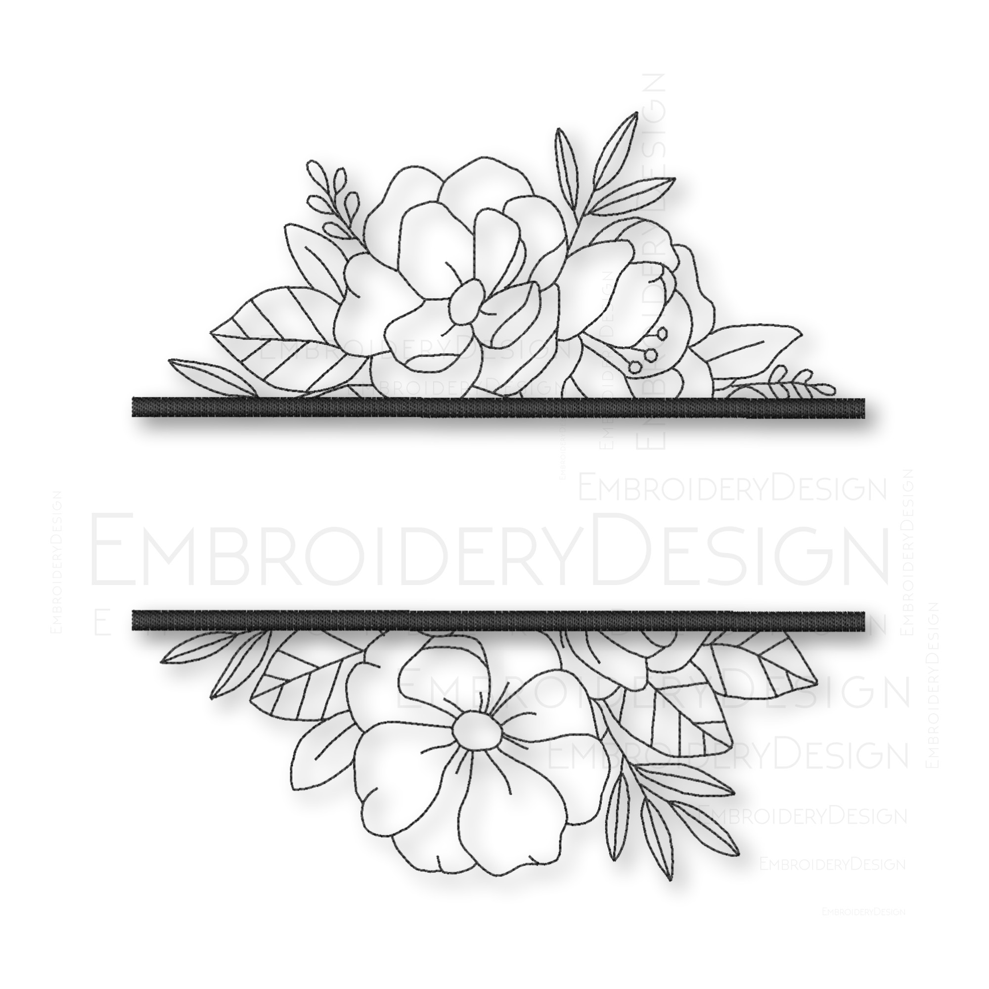 Bouquet wedding border Flower v4 - Anita Kóródi - SvgEmbroideryDesign