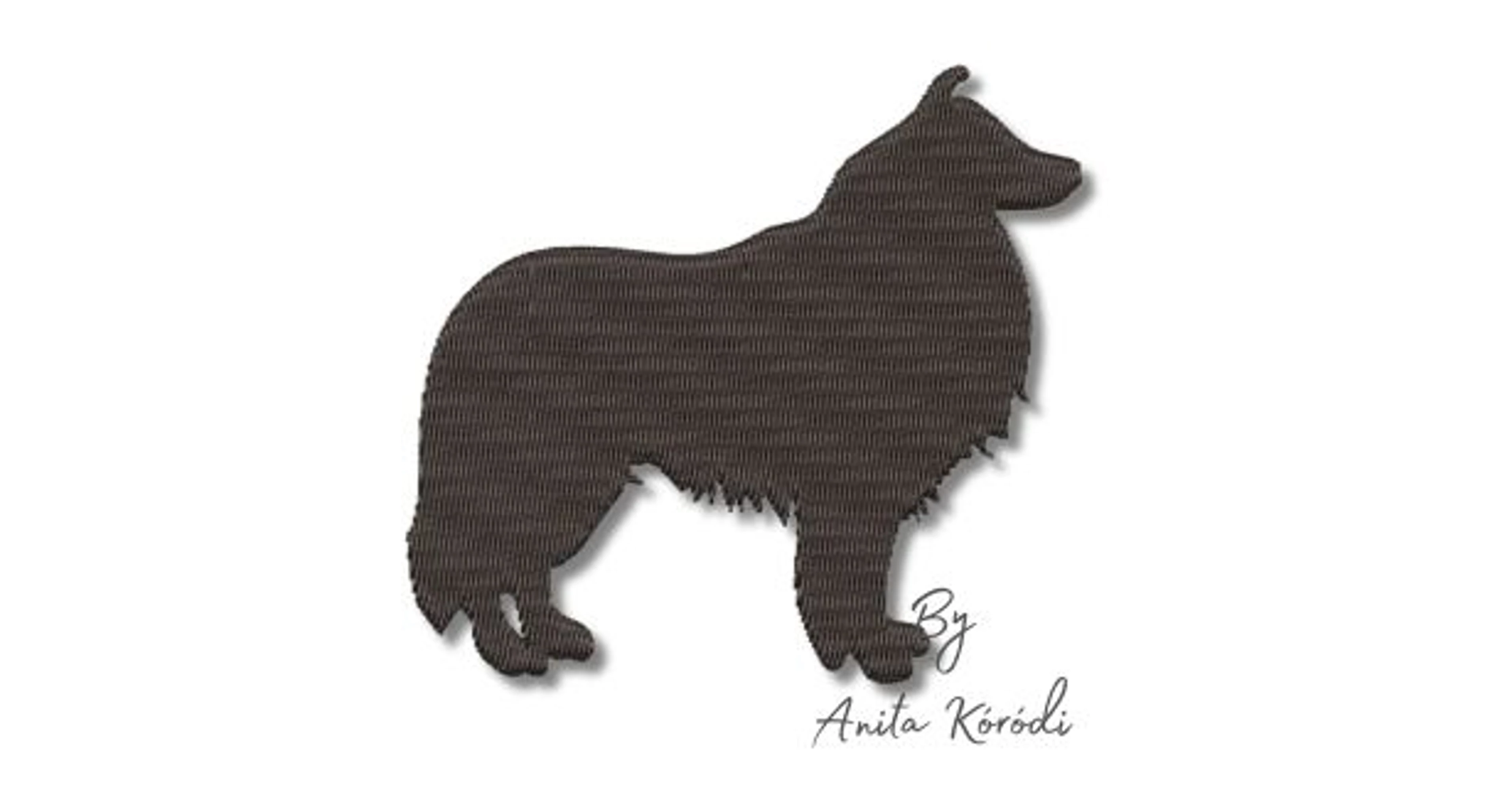 Border Collie silhouette embroidery machine design Embroidery Design