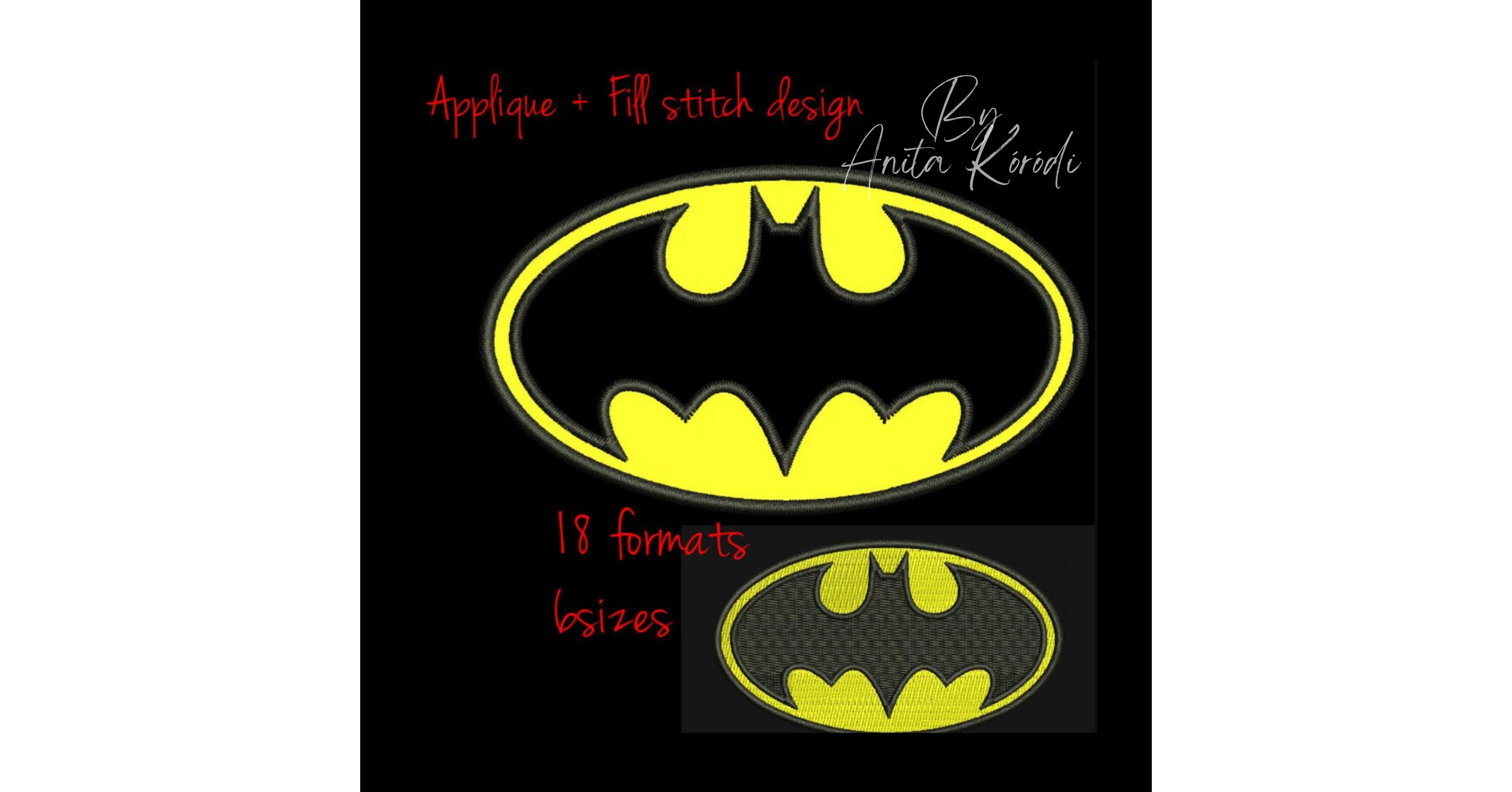 Batman fill and applique embroidery machine design Embroidery Design