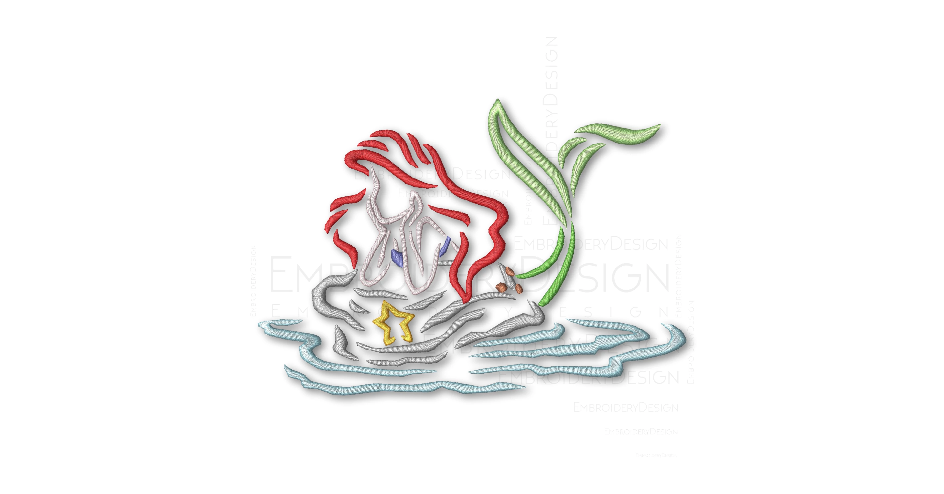 Little Mermaid Ariel Land Sketch - Anita Kóródi - SvgEmbroideryDesign