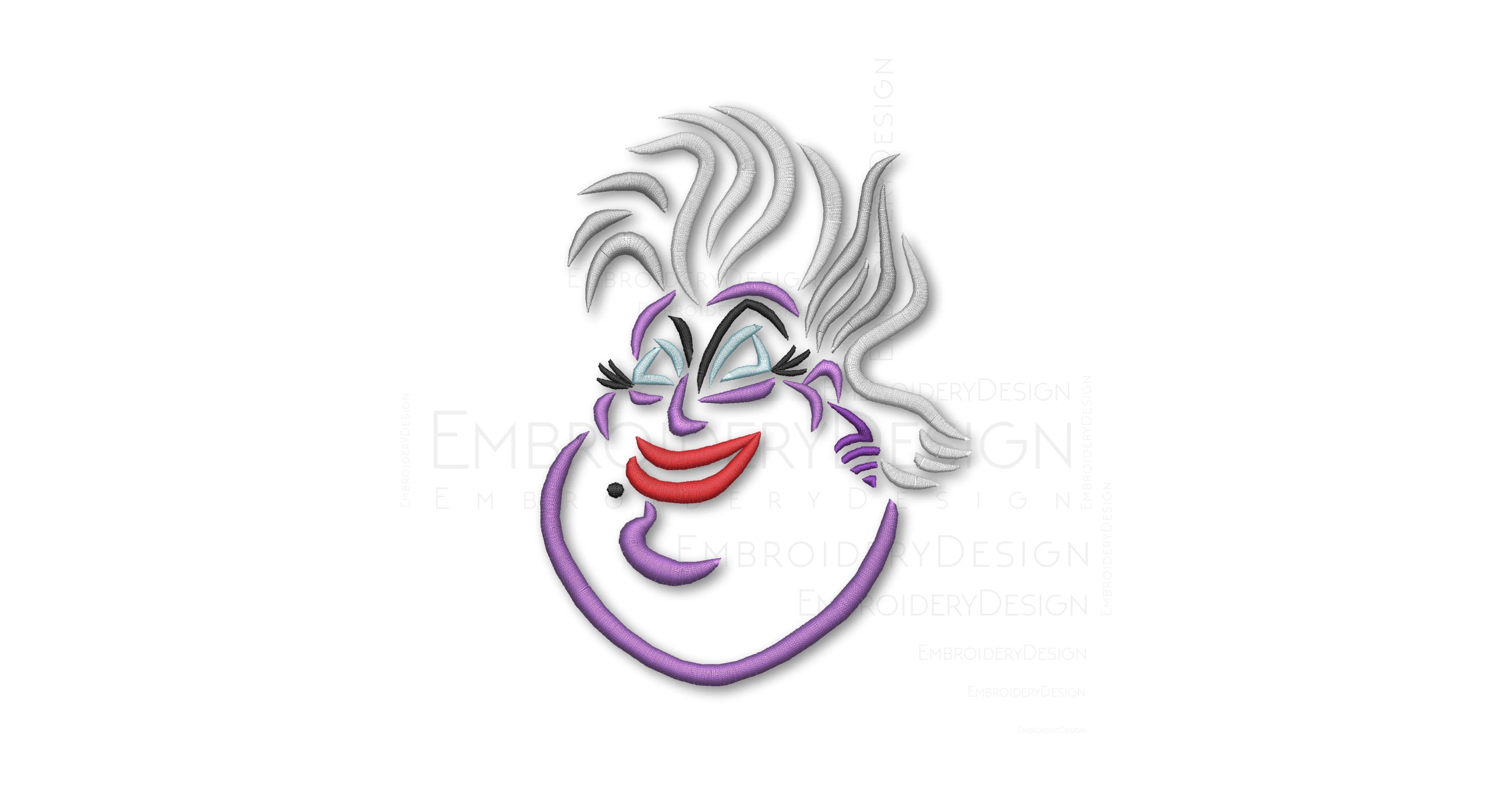 The Little Mermaid Ursula Face Embroidery Design