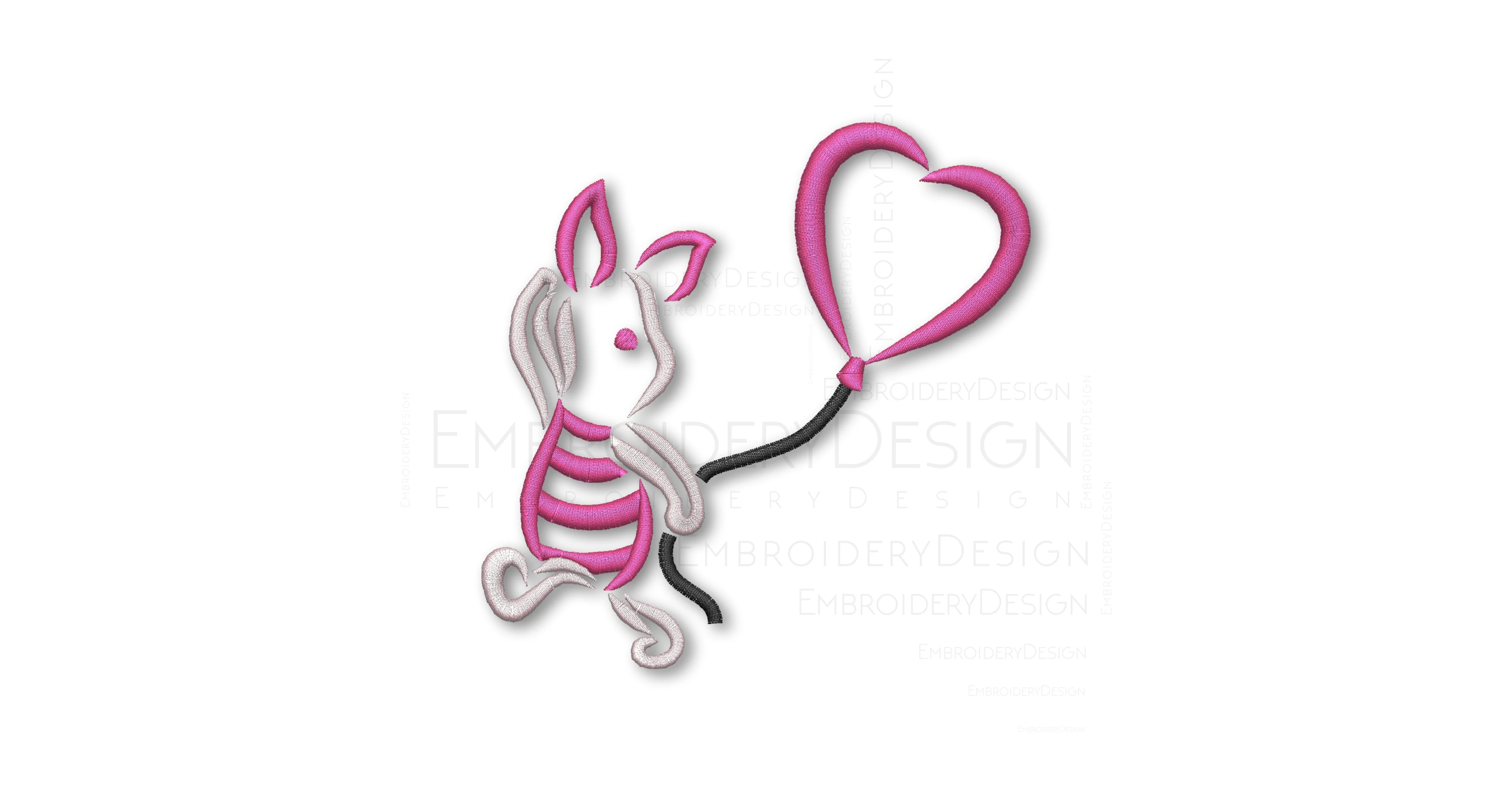 Piglet With Heart Winnie The Pooh - Anita Kóródi - SvgEmbroideryDesign