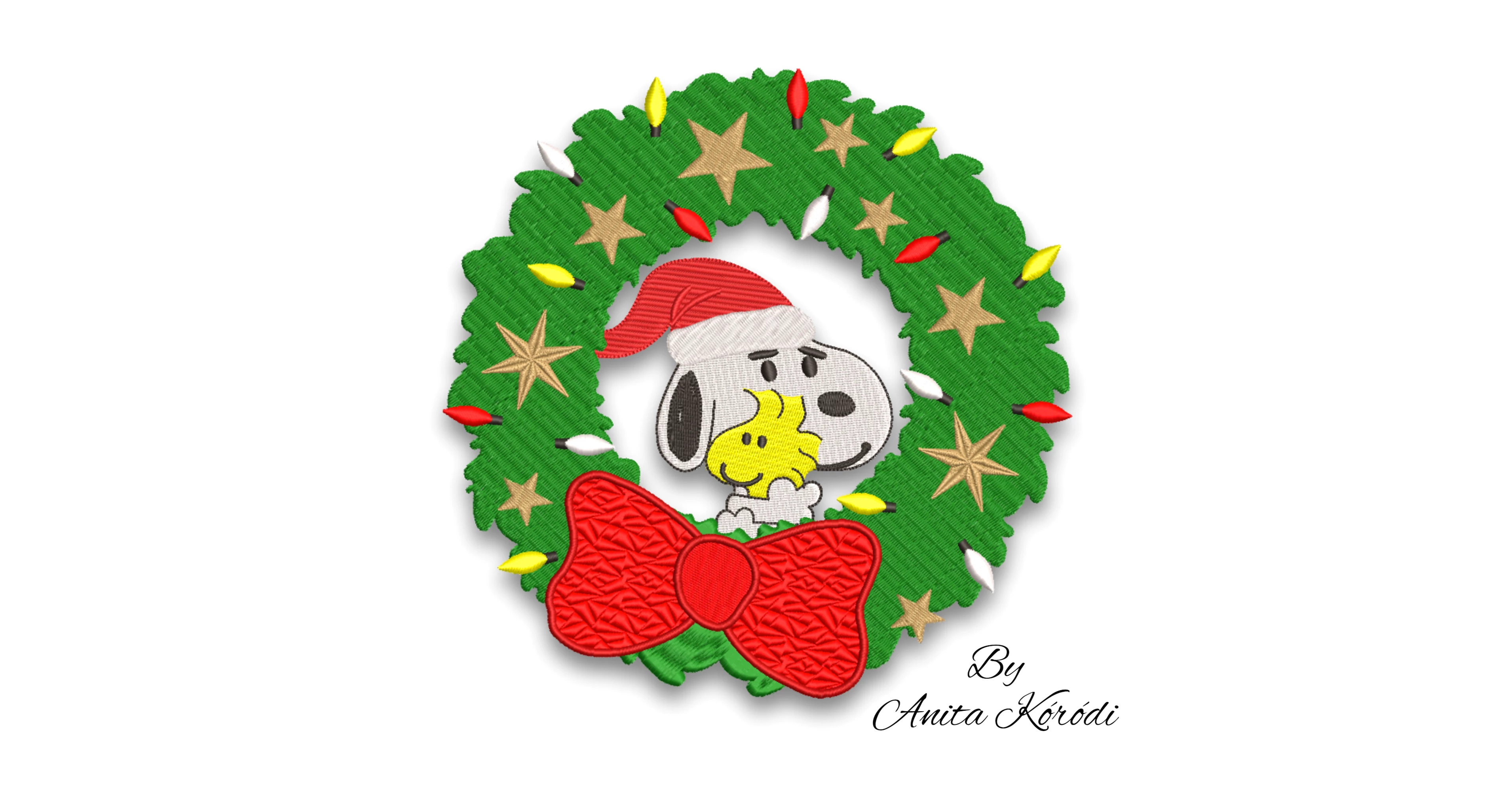 Snoopy Christmas Circle - Anita Kóródi - SvgEmbroideryDesign