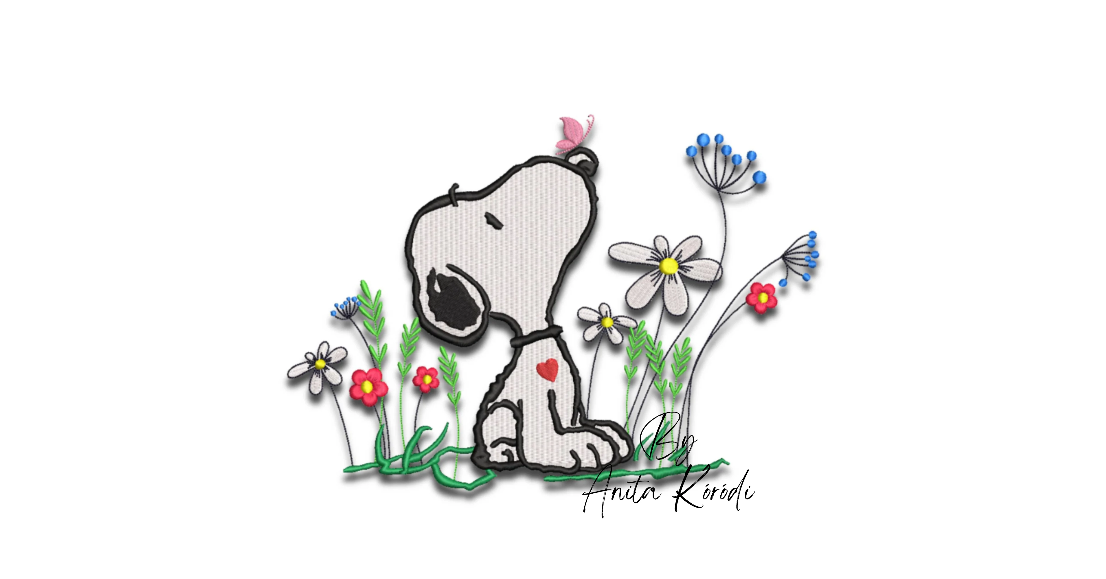 Snoopy Flowers 02 Embroidery Machine Design - Anita Kóródi ...