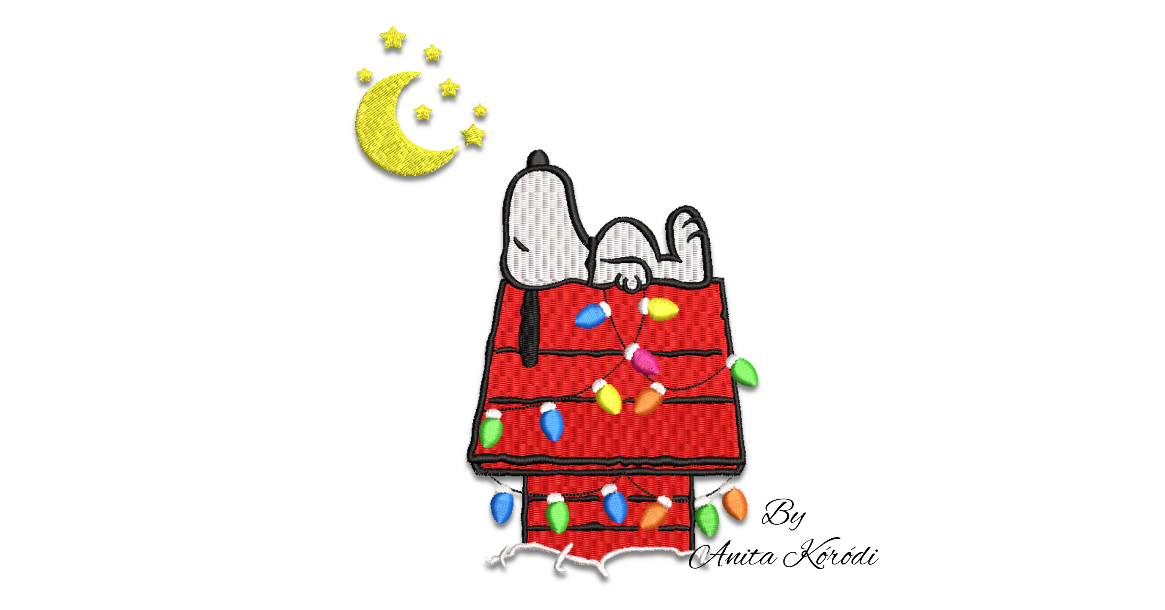 Snoopy moon Embroidery Design