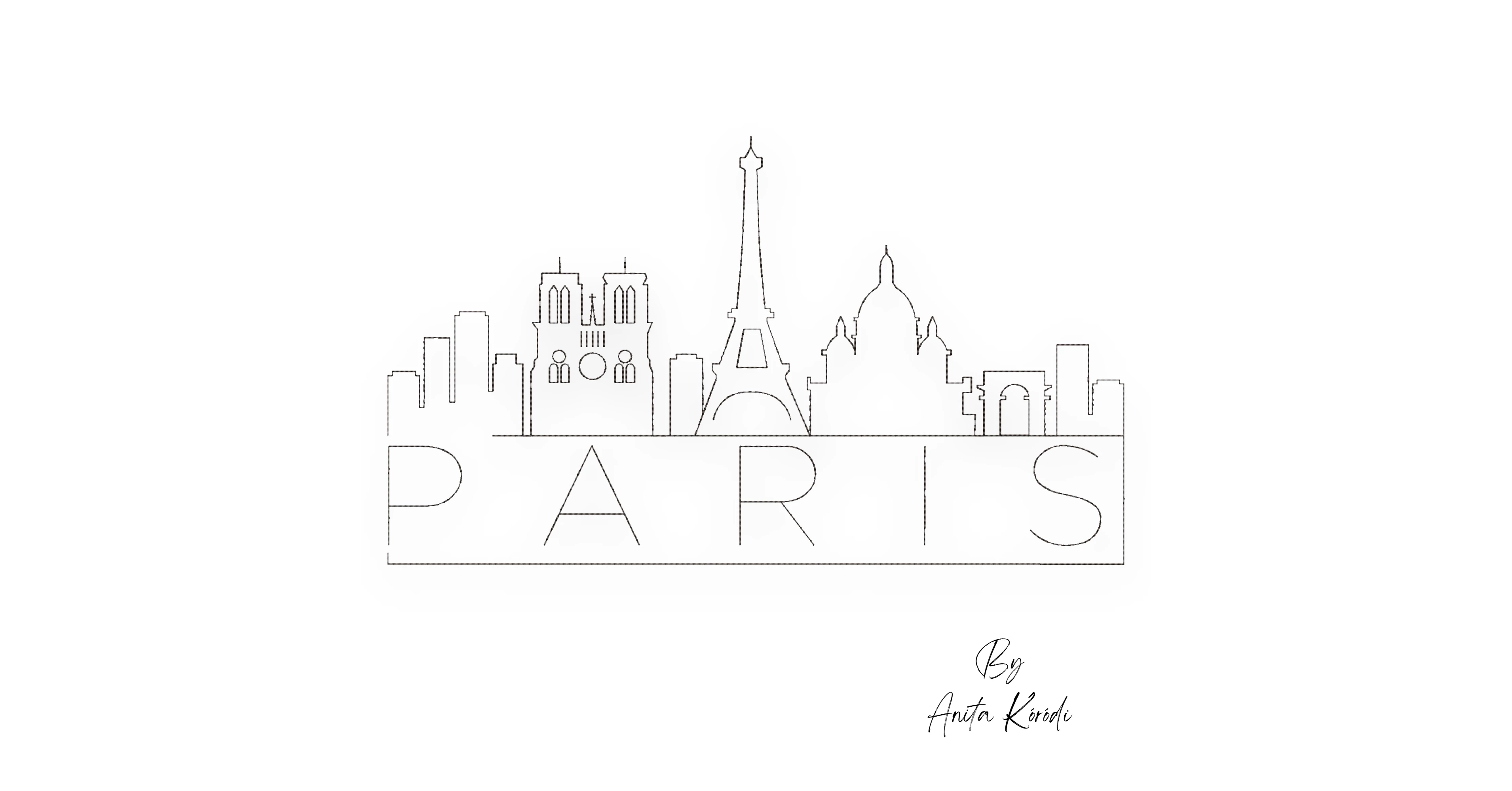 Paris skyline embroidery design for machine Embroidery Design